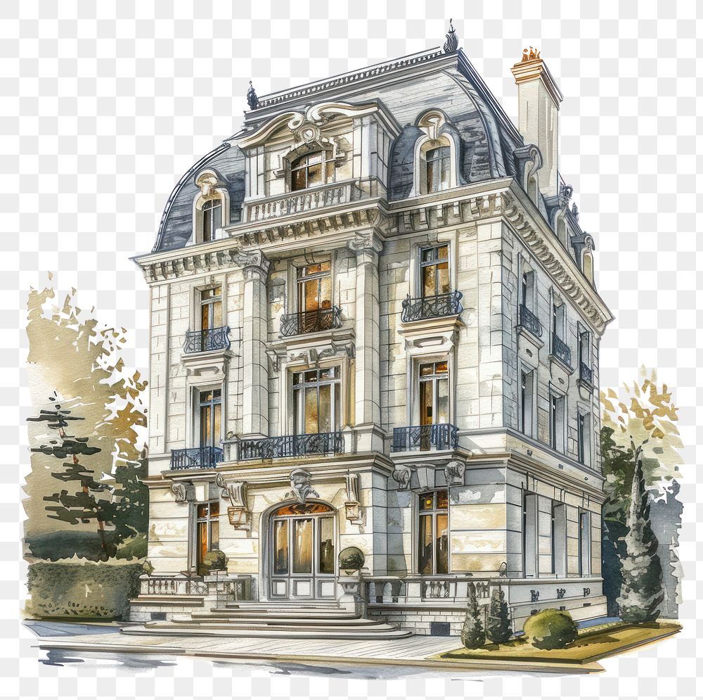 PNG Elegant vintage mansion illustration | Free PNG - rawpixel