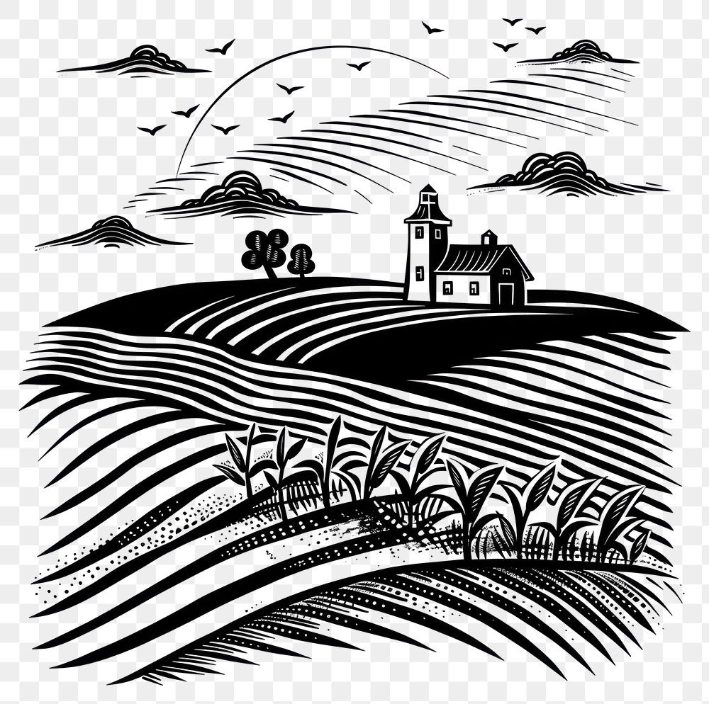 PNG Farm field drawing illustrated | Free PNG - rawpixel