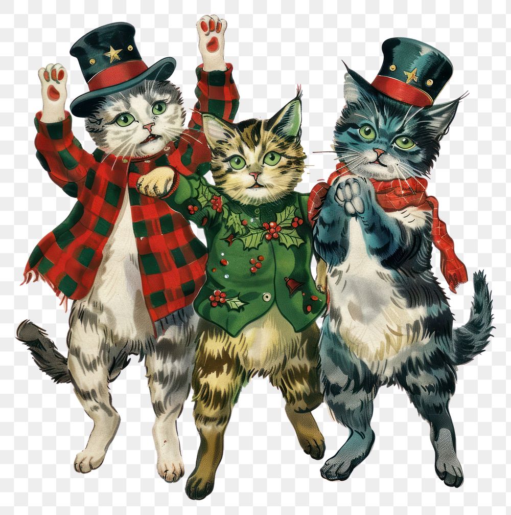 PNG Three cat character dancing | Free PNG - rawpixel
