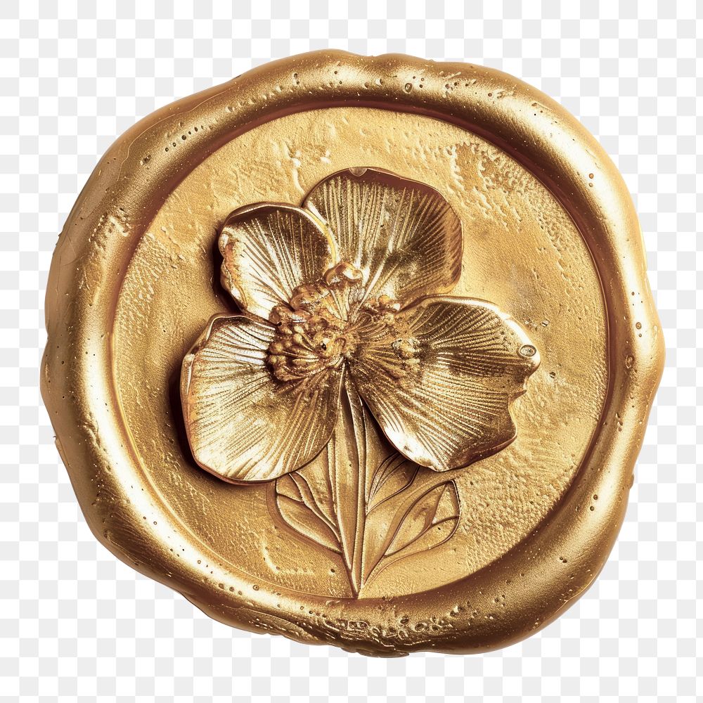 PNG Golden floral wax seal | Free PNG - rawpixel
