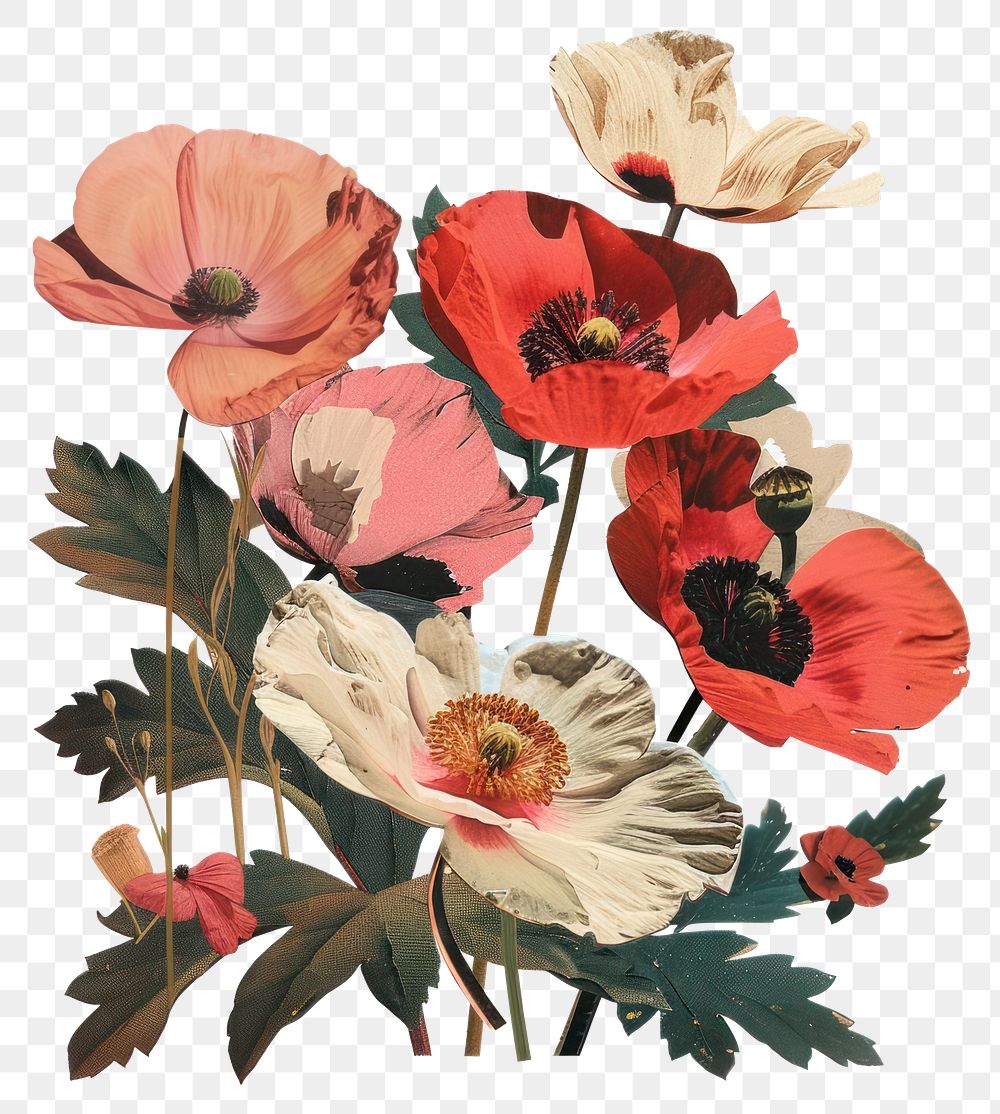 PNG Poppy shape collage cutouts | Free PNG - rawpixel