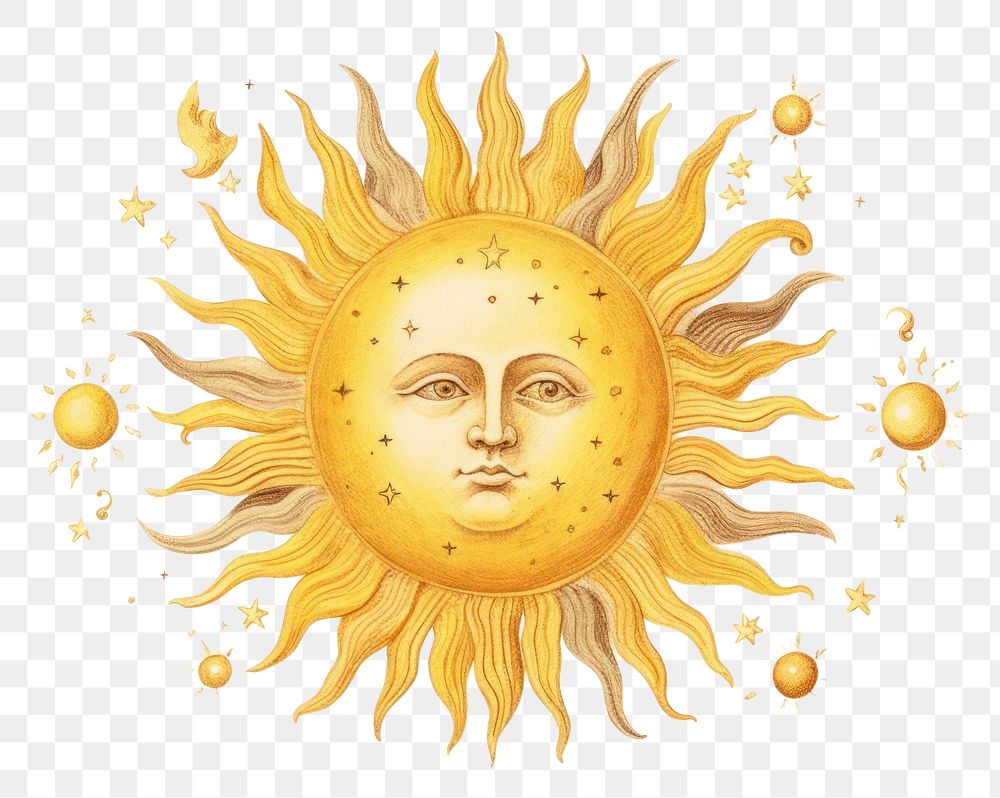 PNG Painting gold sun illustrated. | Premium PNG - rawpixel
