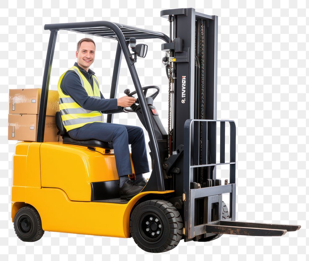 Man driving forklift loader warehouse | Free PNG - rawpixel