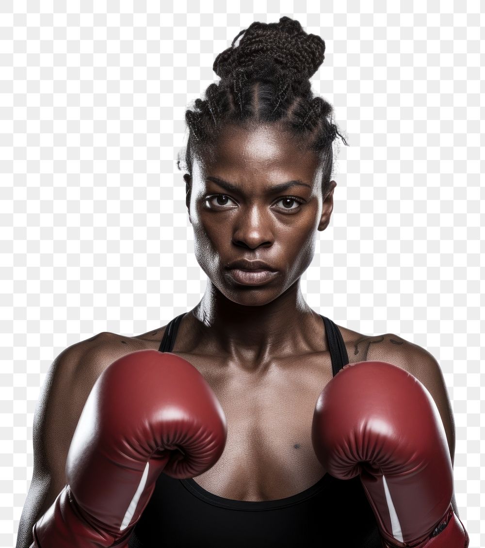 Black woman practicing boxing portrait | Free PNG - rawpixel