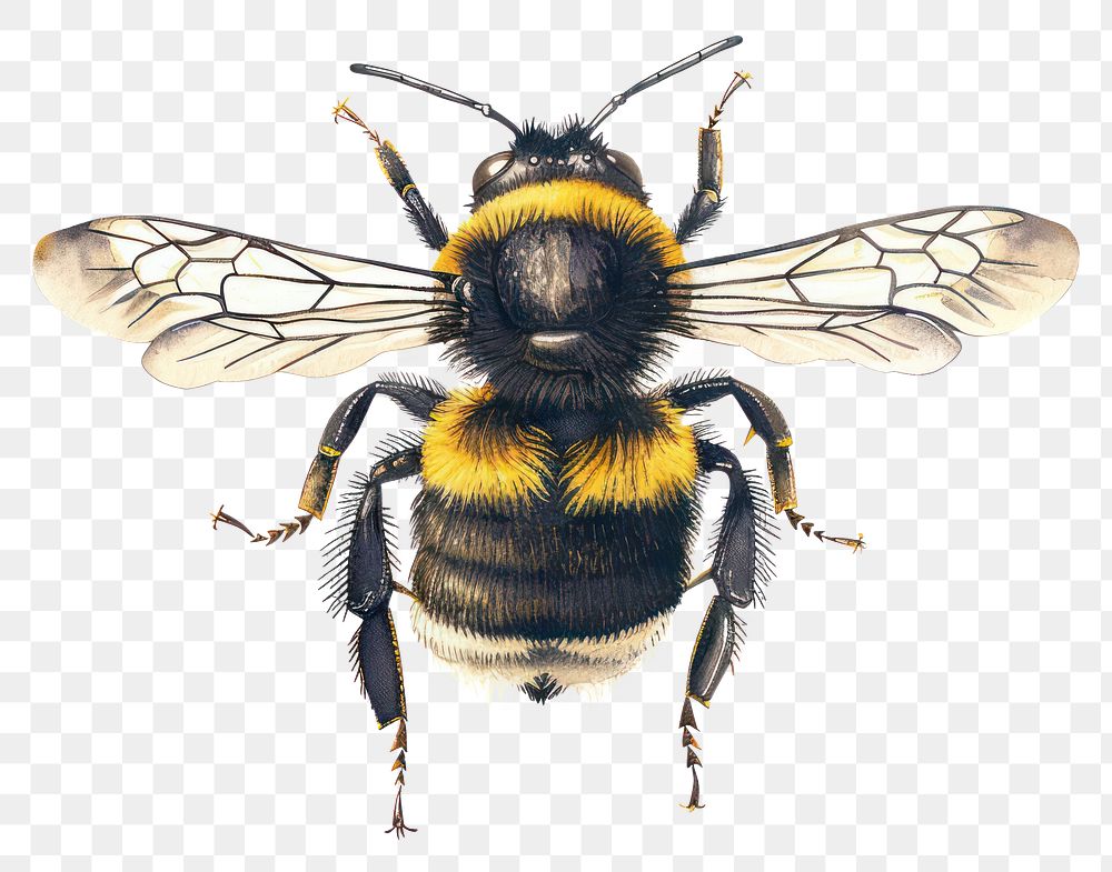 PNG Detailed bumblebee illustration white | Free PNG - rawpixel