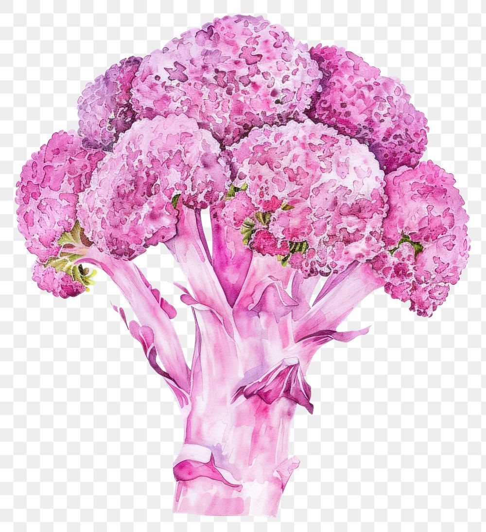 PNG Vibrant pink broccoli watercolor | Free PNG - rawpixel