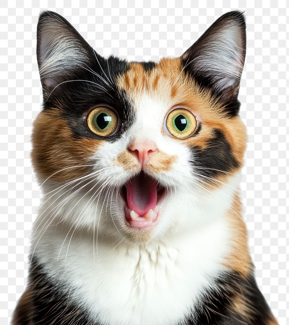 PNG Surprised calico cat portrait | Free PNG - rawpixel