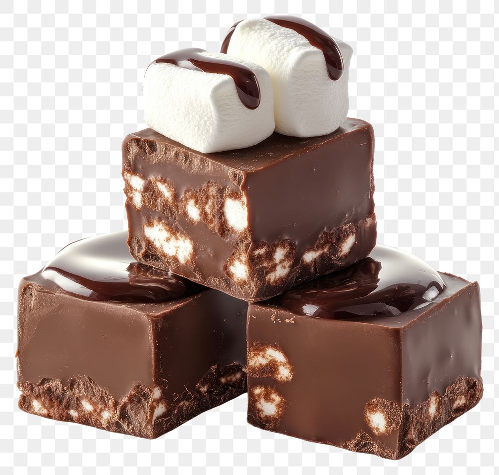 Three chocolate fudge cubes stacked | Free PNG - rawpixel