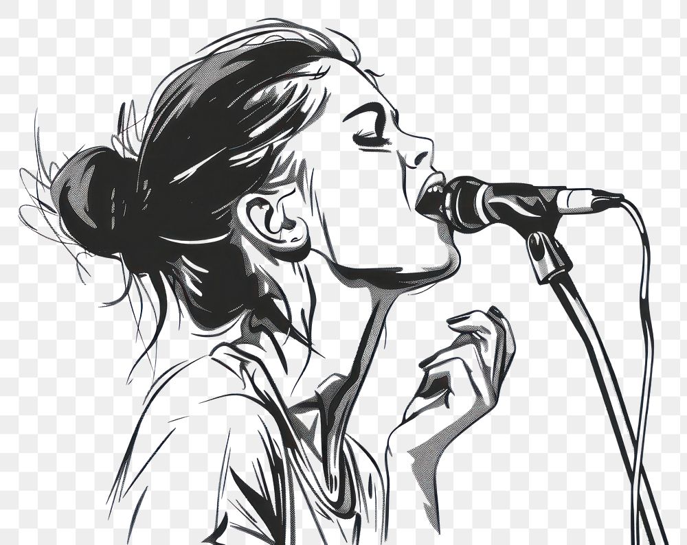 PNG Singer drawing face illustrated. | Free PNG - rawpixel