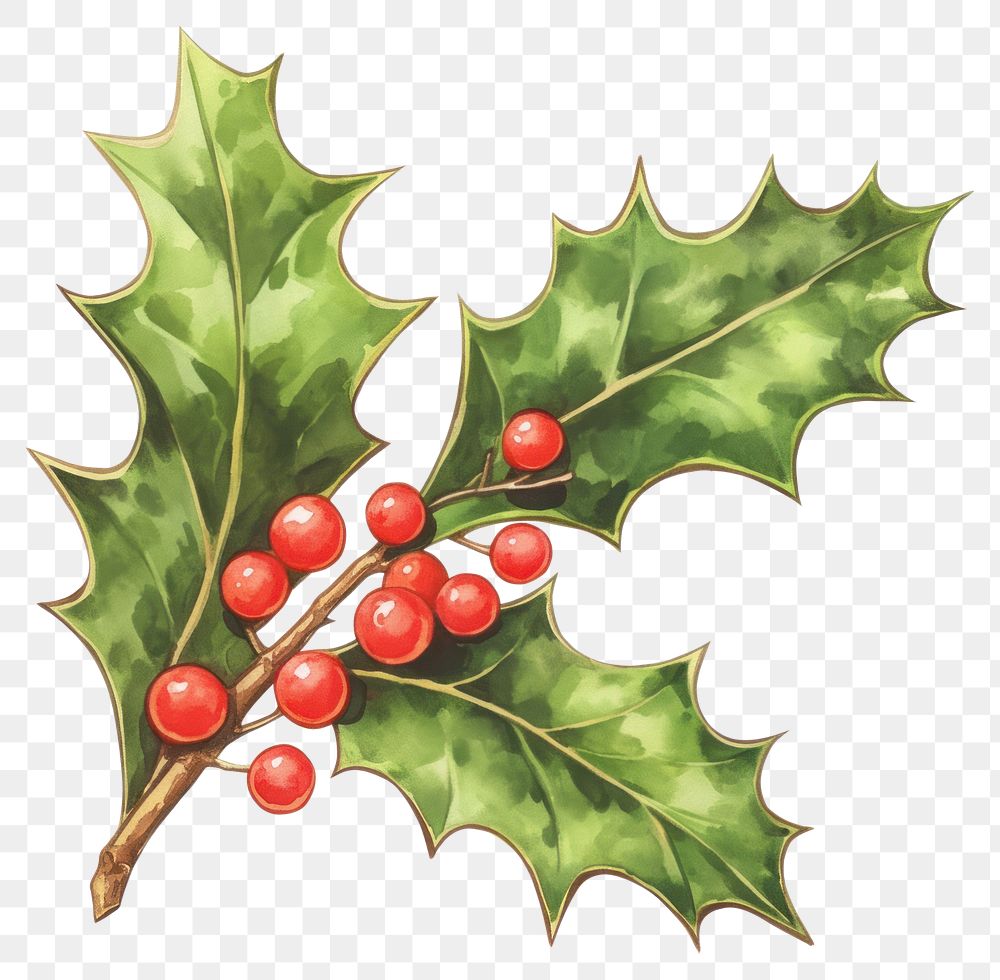 PNG Festive holly branch illustration | Free PNG - rawpixel