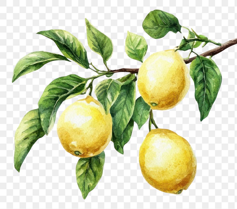 PNG Lemon tree branch watercolor | Free PNG - rawpixel