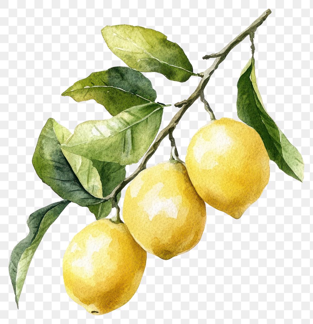 PNG Lemon tree branch watercolor | Free PNG - rawpixel