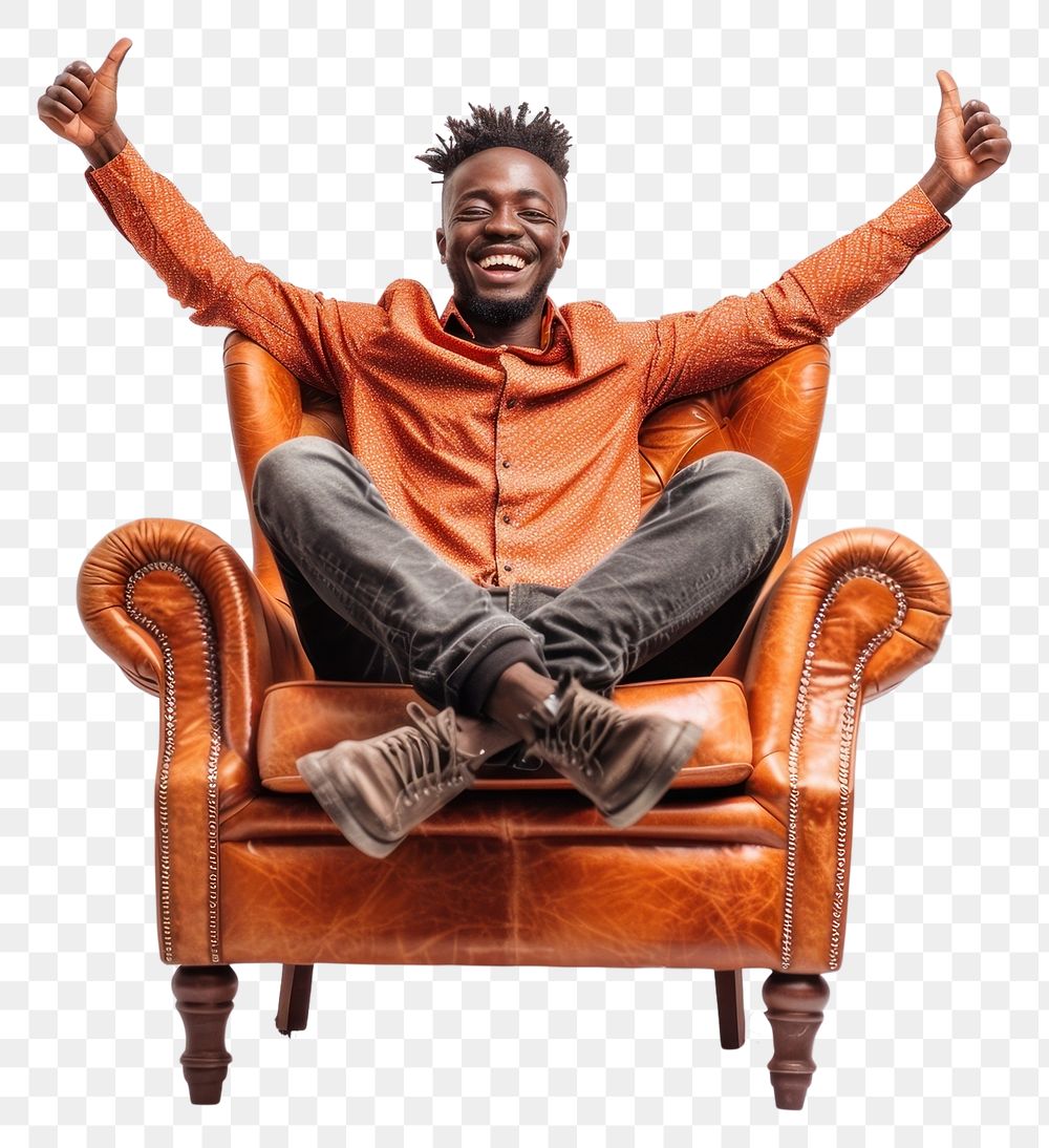 PNG Happy man sitting chair | Premium PNG - rawpixel