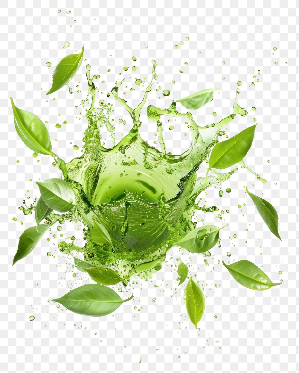 PNG Exploding green tea leaves | Premium PNG - rawpixel