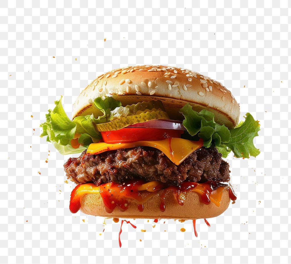 PNG Exploding burger food cheeseburger | Free PNG - rawpixel