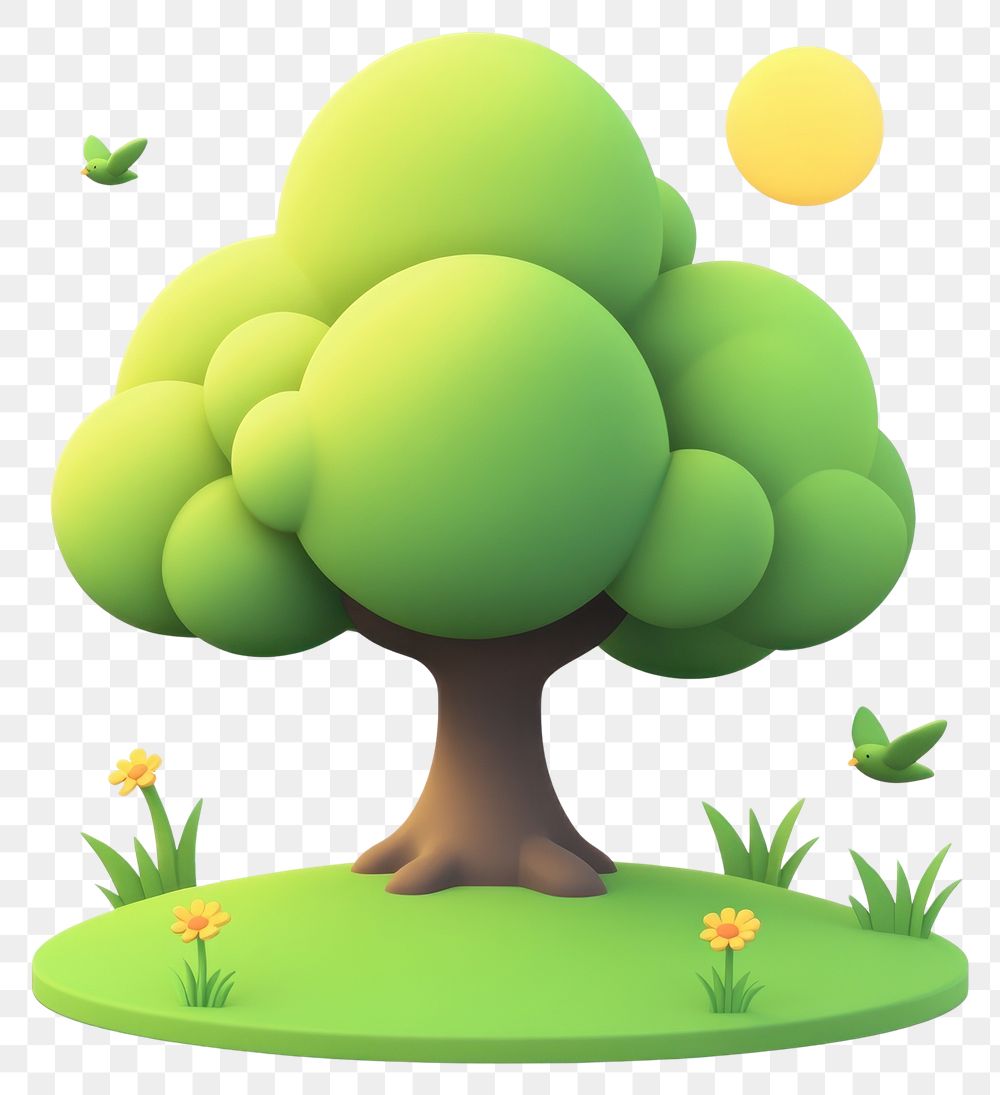PNG Cartoon tree icon green | Premium PNG - rawpixel