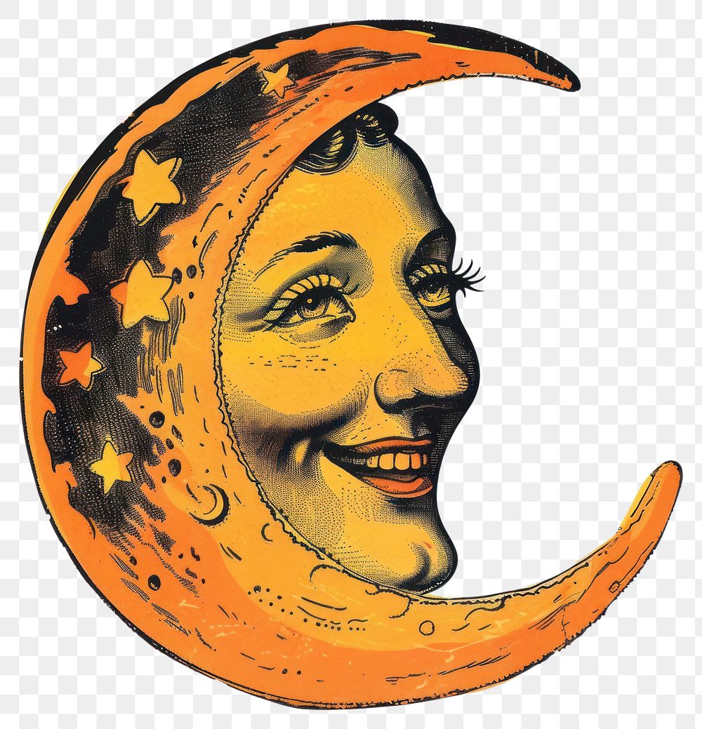 PNG Halloween moon art vintage | Free PNG - rawpixel