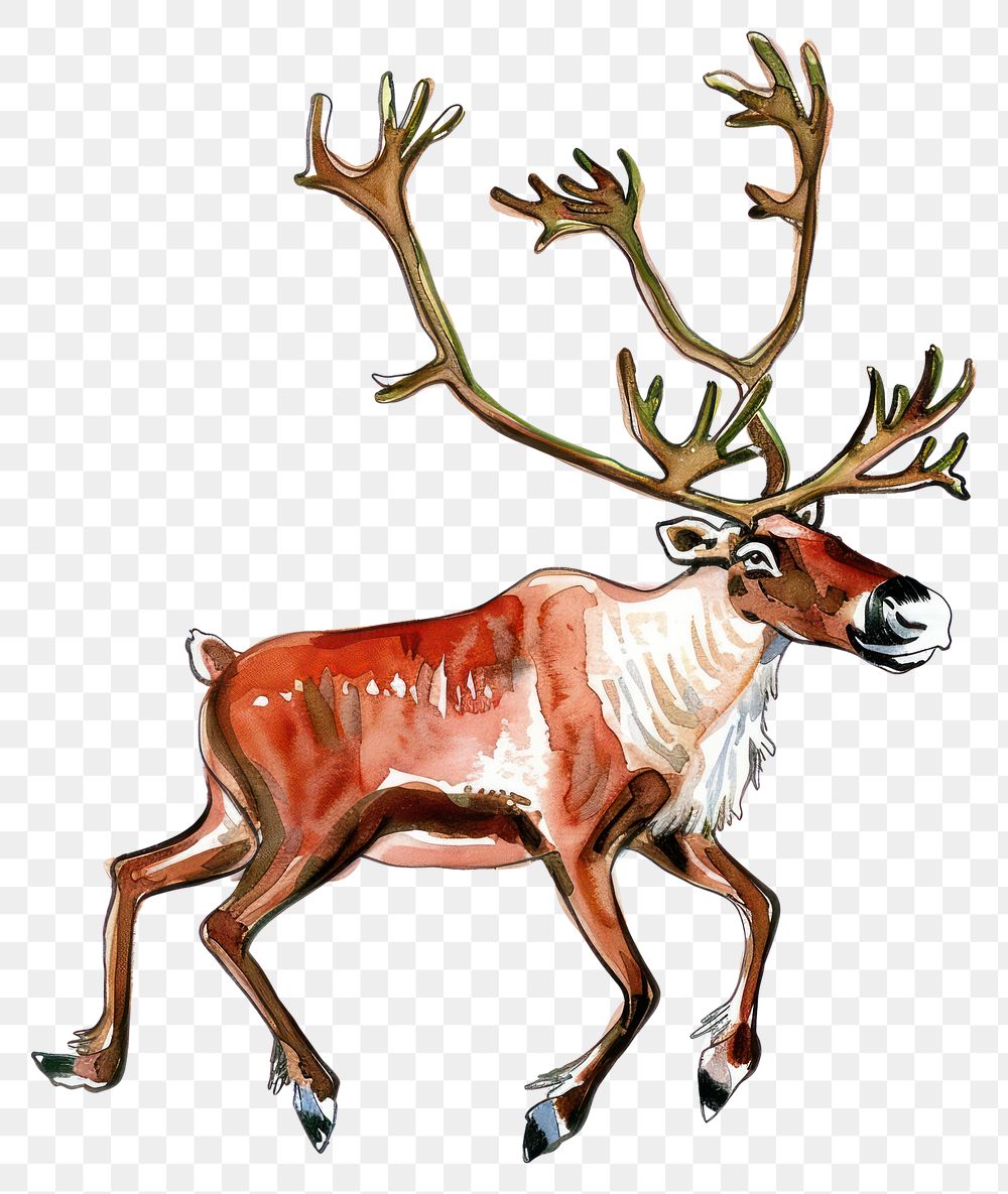 PNG jumping brown Christmas caribou | Free PNG - rawpixel