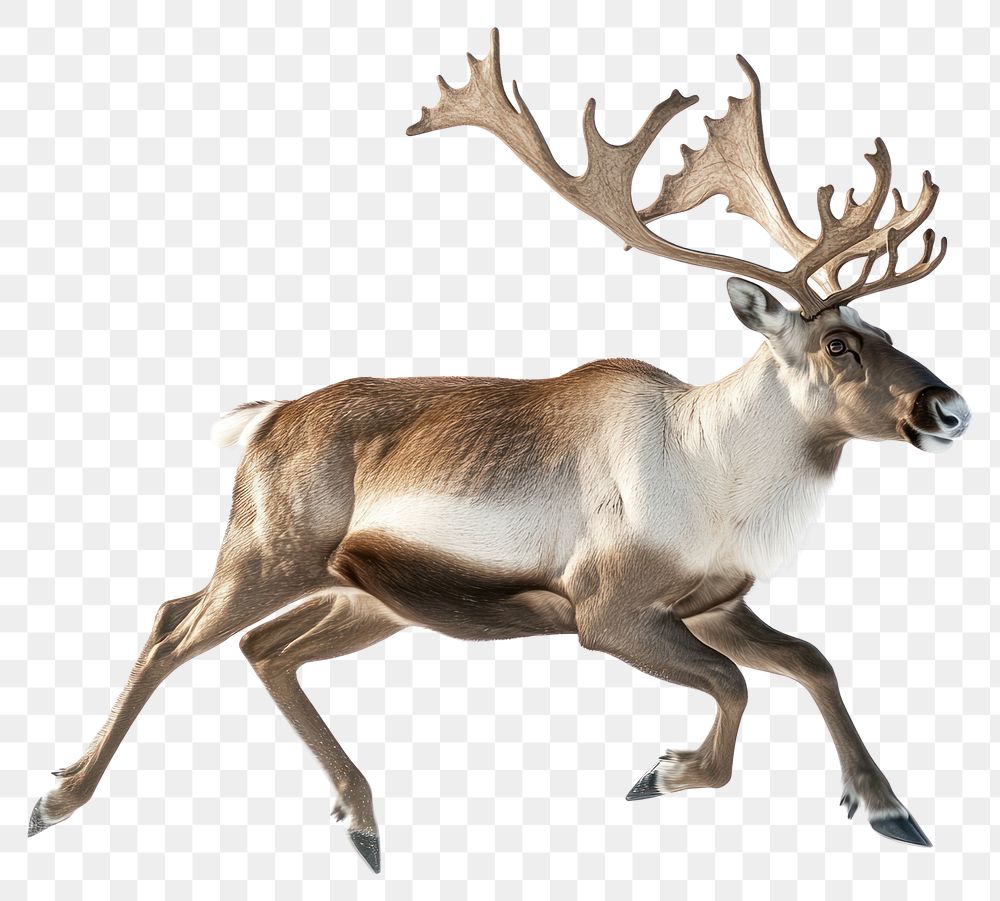 PNG caribou mid-run wildlife antlers | Free PNG - rawpixel