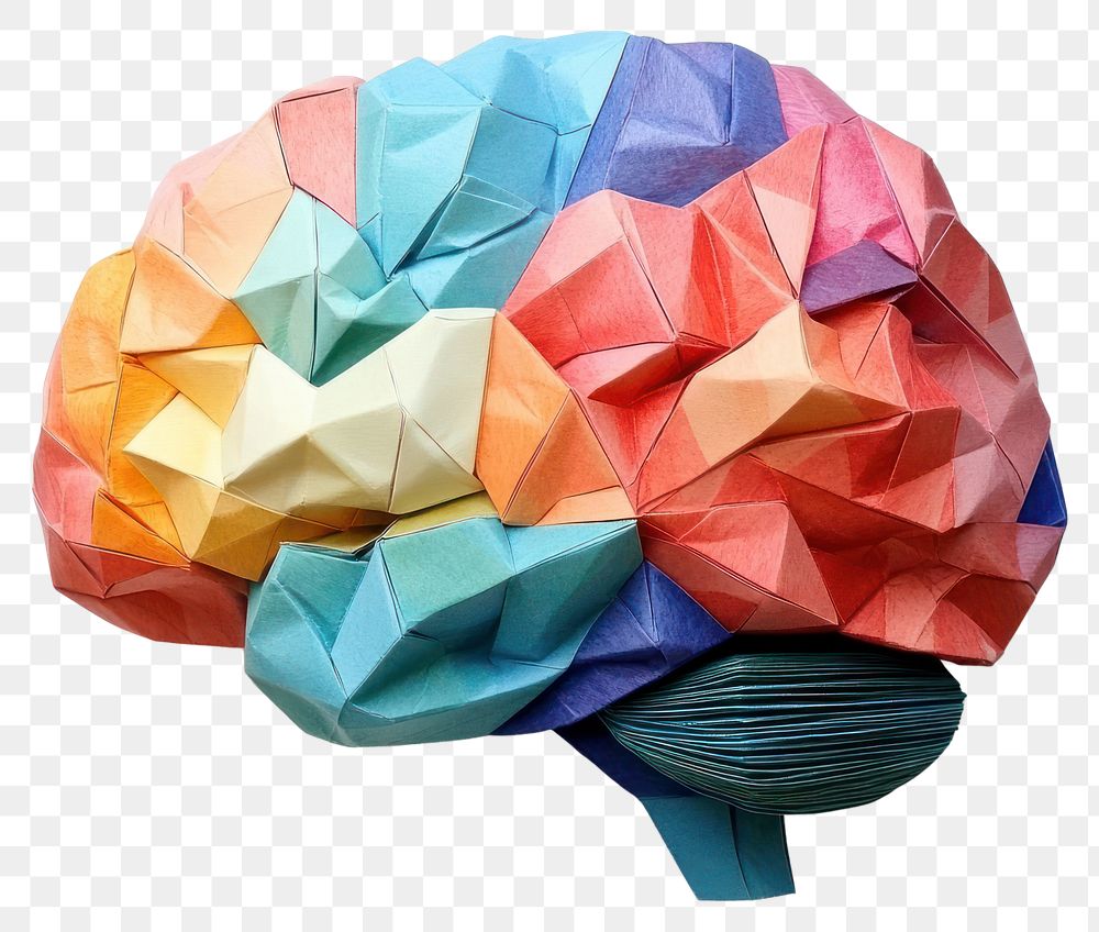 PNG Colorful origami brain model | Free PNG - rawpixel