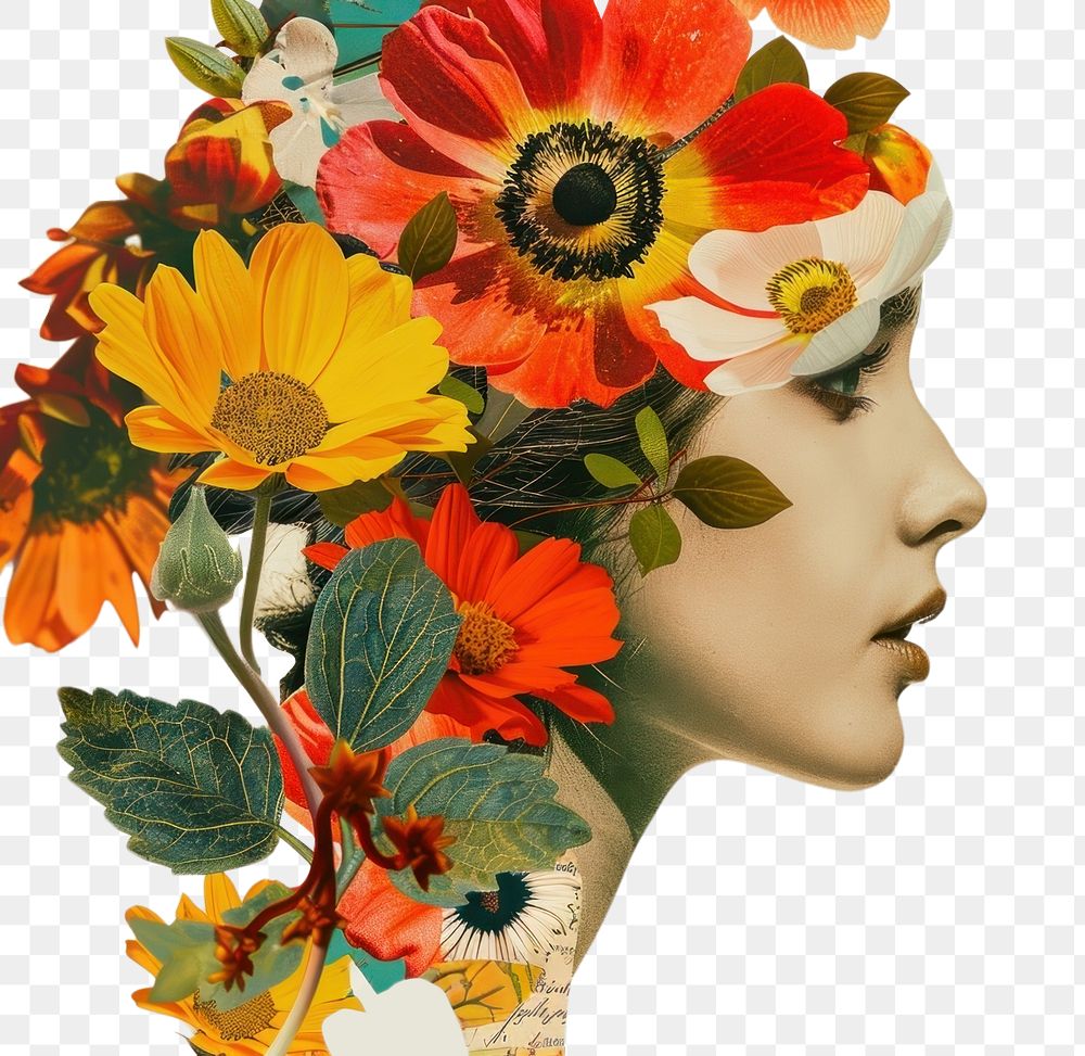 Flower photo face photography | Free PNG - rawpixel