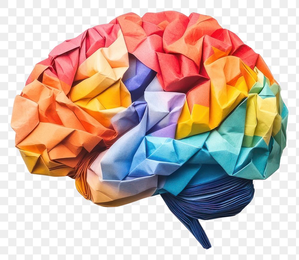 PNG Colorful origami brain art | Free PNG - rawpixel