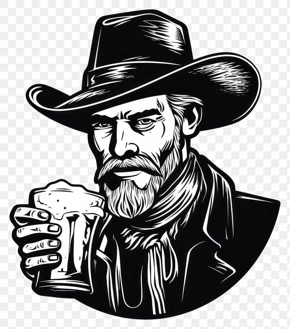 PNG Cowboy holding beer illustration | Free PNG - rawpixel