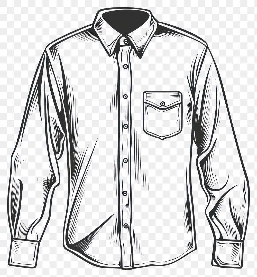 PNG Detailed sketch buttoned shirt | Free PNG - rawpixel