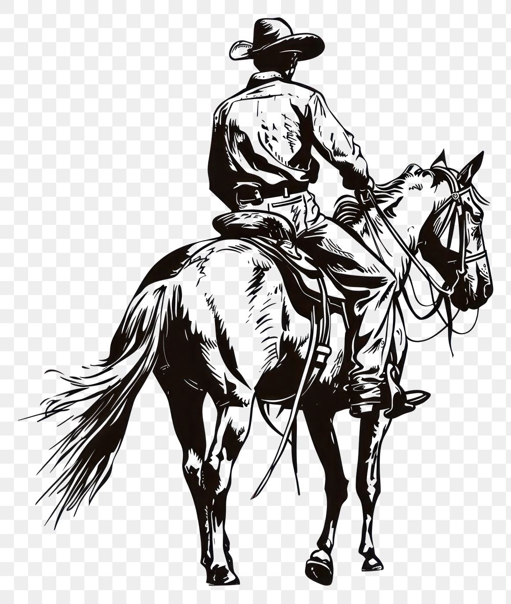PNG Cowboy riding horse illustration | Premium PNG - rawpixel