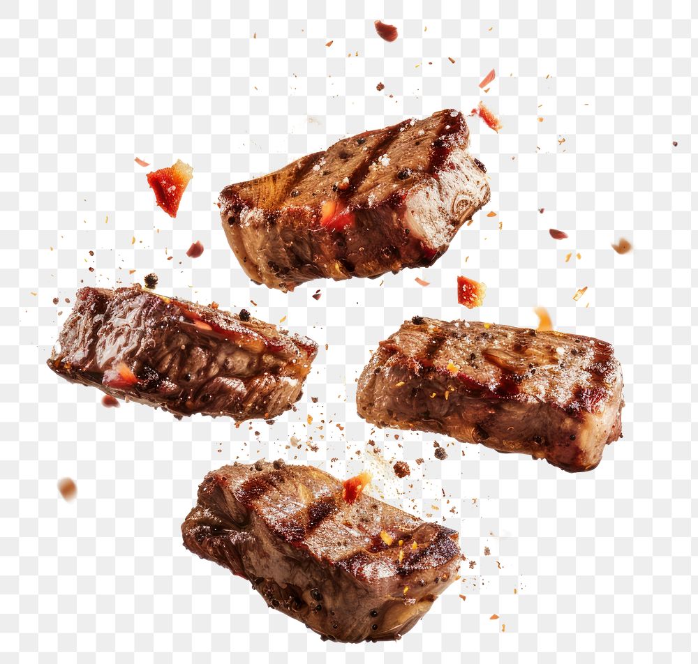 PNG Exploding three steaks floating | Free PNG - rawpixel