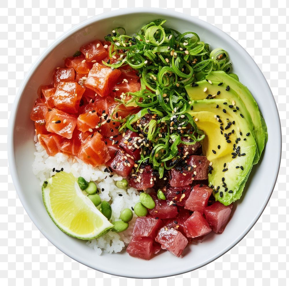 PNG poke bowl slice avocado | Free PNG - rawpixel