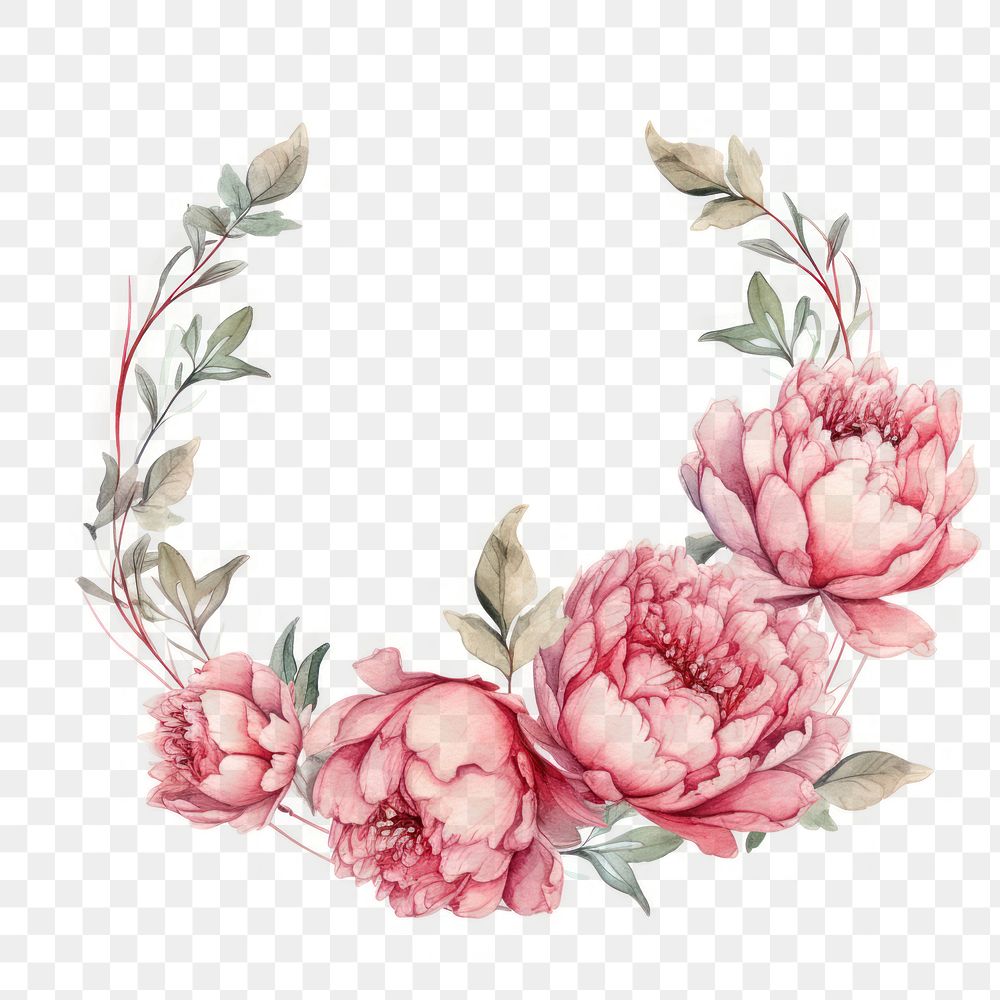 PNG Peonies border watercolor pattern | Premium PNG - rawpixel