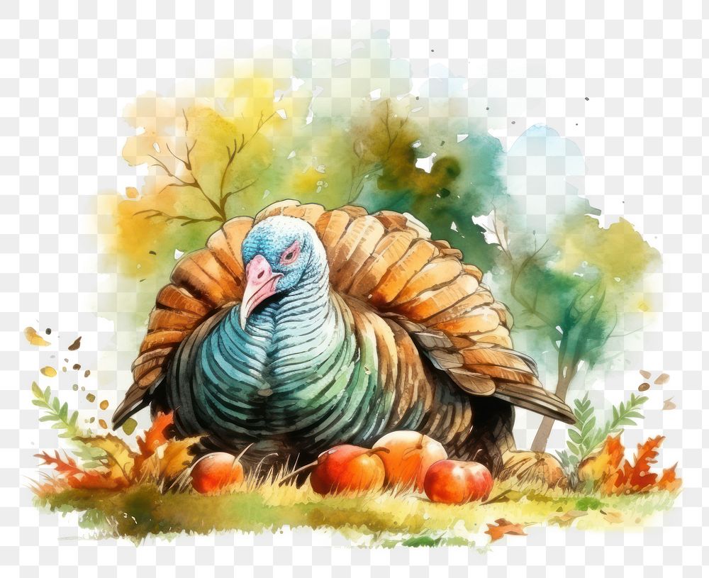 PNG Watercolor turkey sleeping animal | Free PNG Illustration - rawpixel