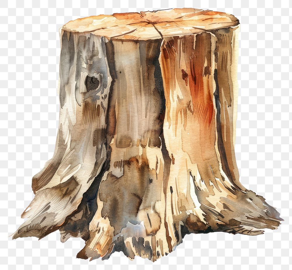 PNG Watercolor illustration tree stump | Free PNG - rawpixel