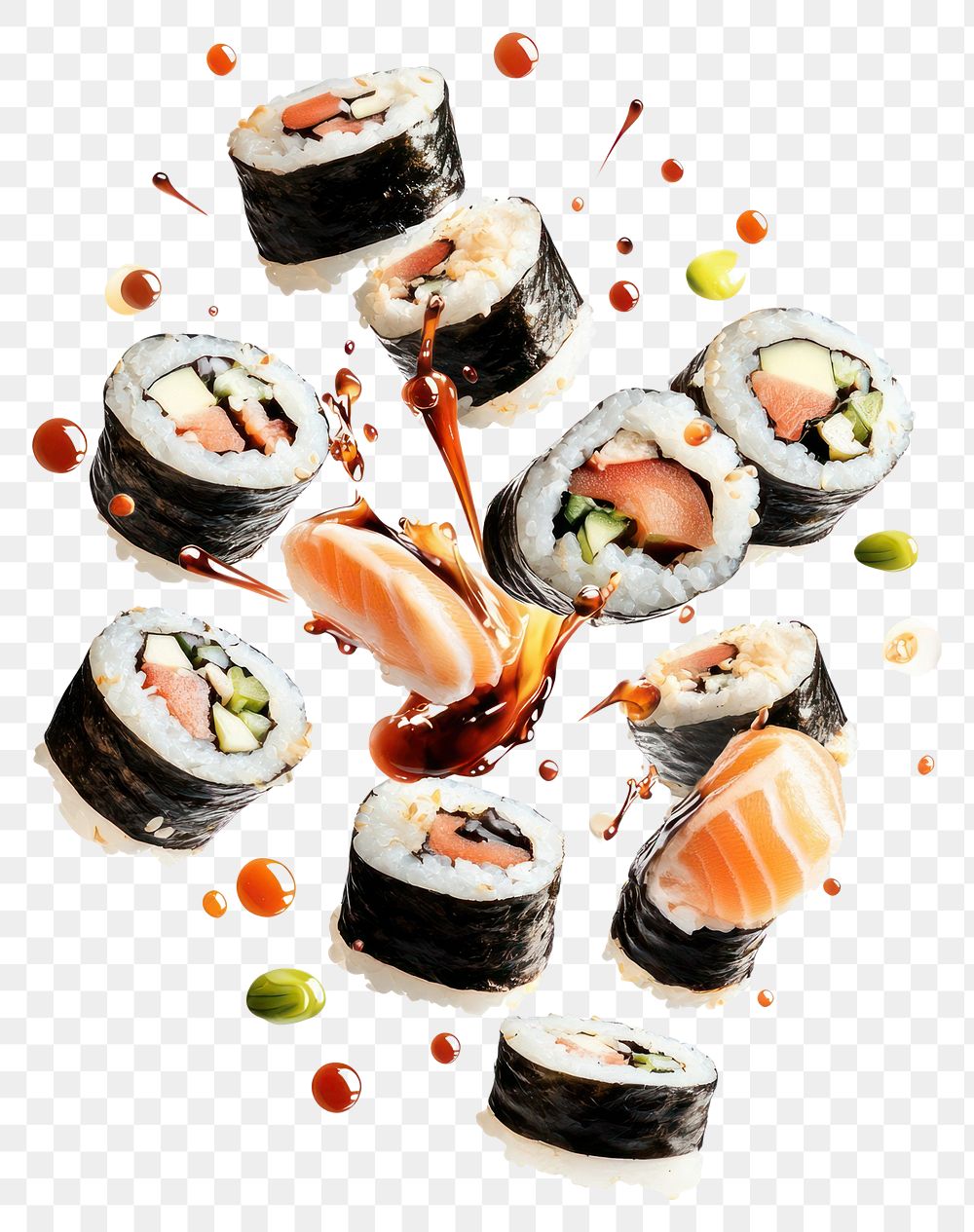 PNG Exploding real sushi floating | Free PNG - rawpixel