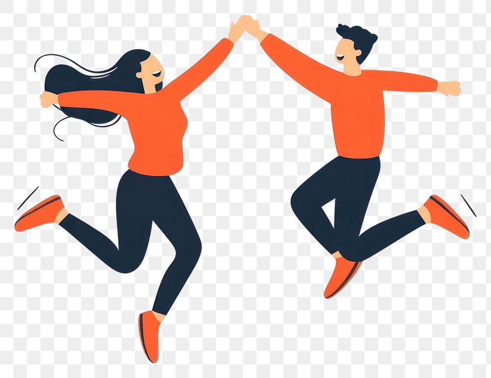 PNG Happy couple high-fiving illustration | Free PNG - rawpixel