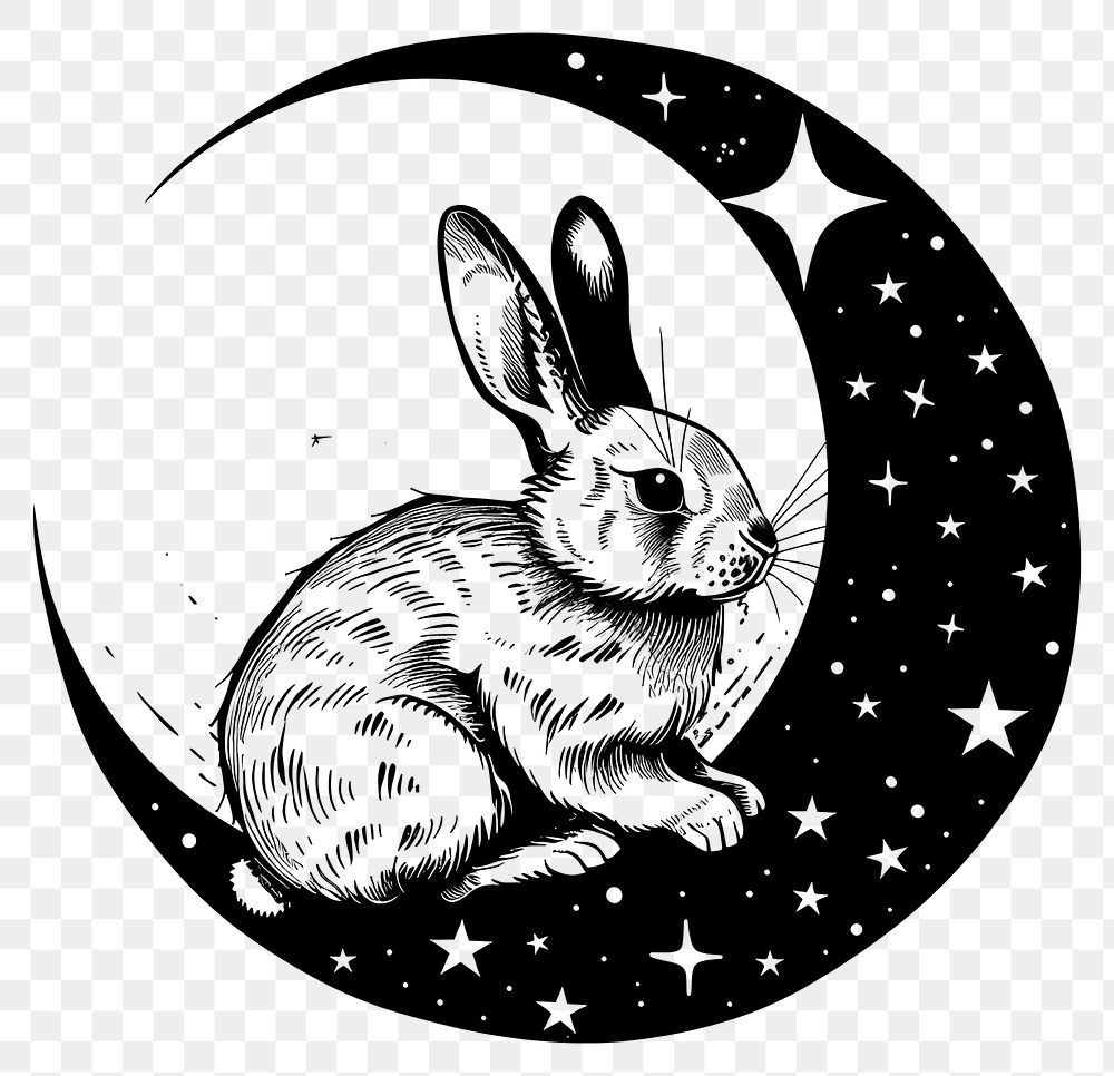 PNG Rabbit moon logo animal | Free PNG - rawpixel