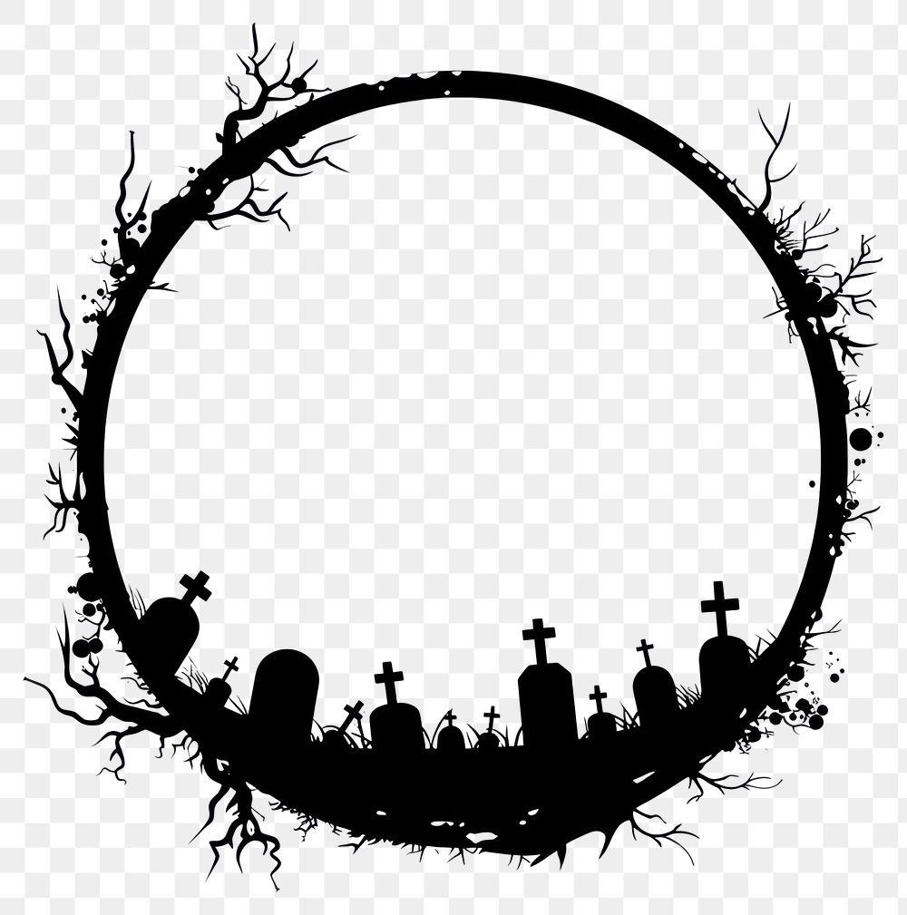 PNG Eerie graveyard silhouette frame | Free PNG - rawpixel
