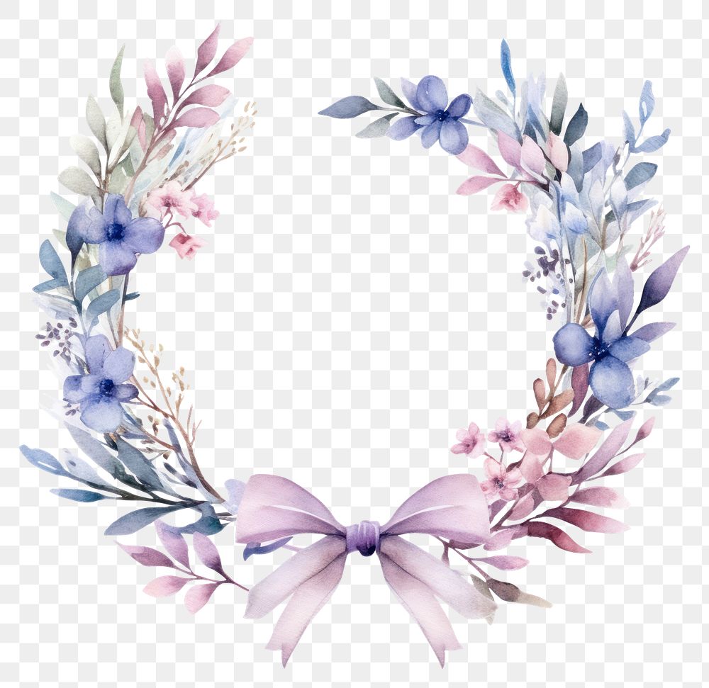 PNG Ribbons frame watercolor wreath | Free PNG - rawpixel