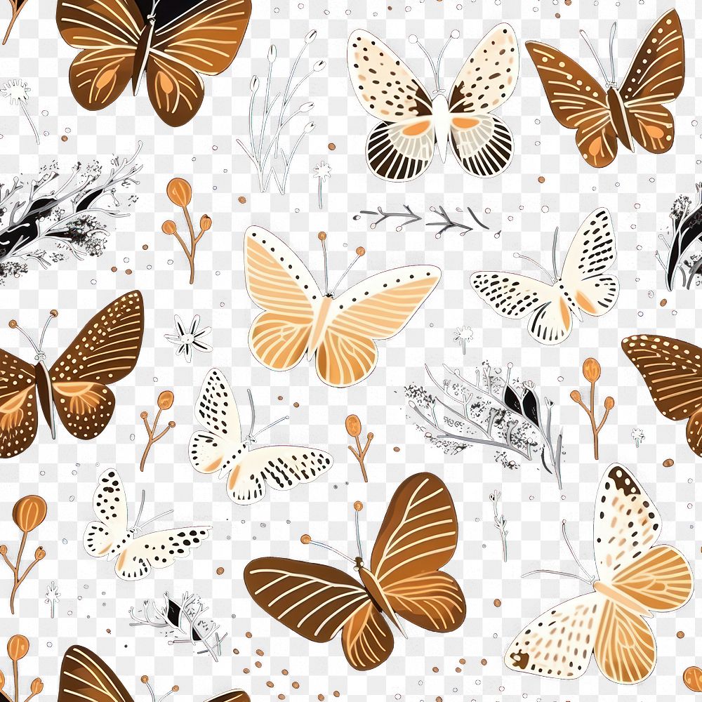 PNG White butterfly pattern backgrounds | Free PNG - rawpixel