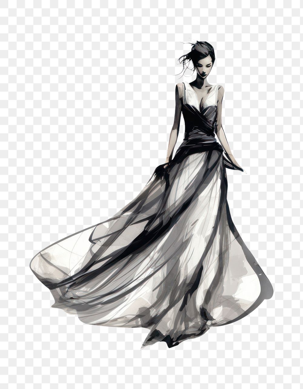 PNG Fashion sketch drawing dress. | Free PNG - rawpixel