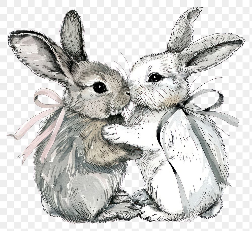 PNG 2 rabbits illustration illustrated | Free PNG - rawpixel