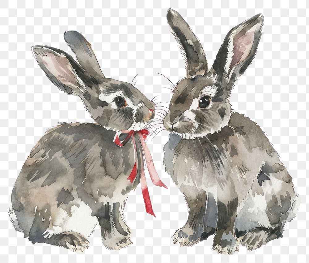 PNG 2 rabbits illustration bunnies | Free PNG - rawpixel