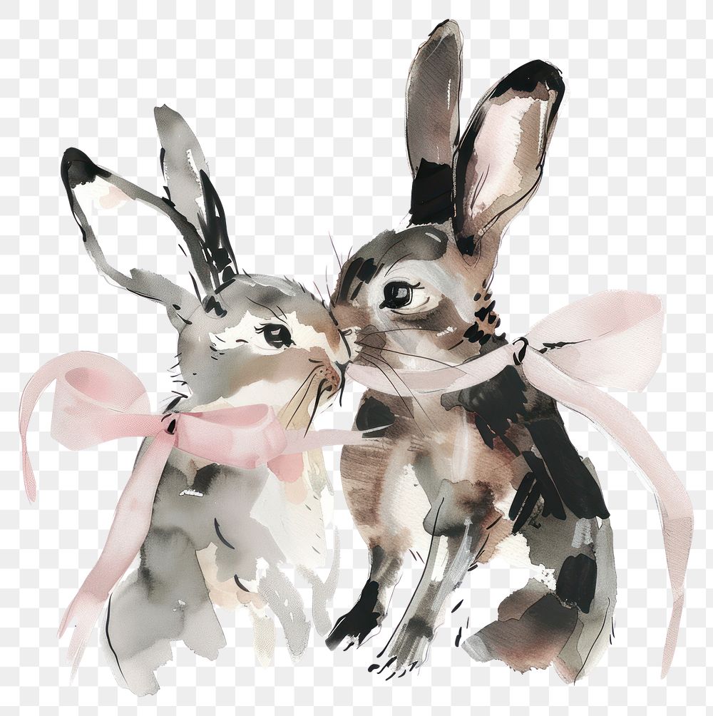 PNG 2 rabbits illustration painting | Premium PNG - rawpixel