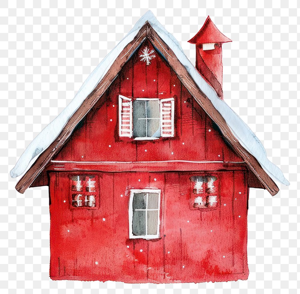 PNG Charming snowy red house | Free PNG - rawpixel