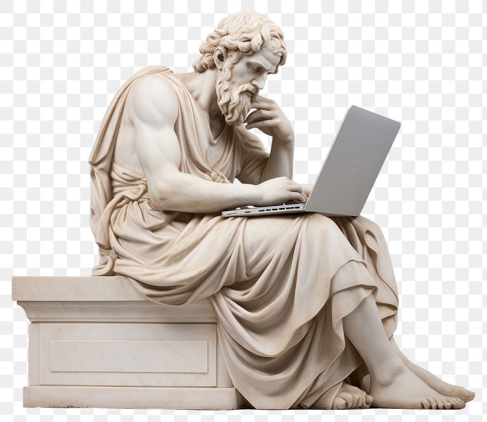 PNG Greek sculpture person using | Free PNG - rawpixel