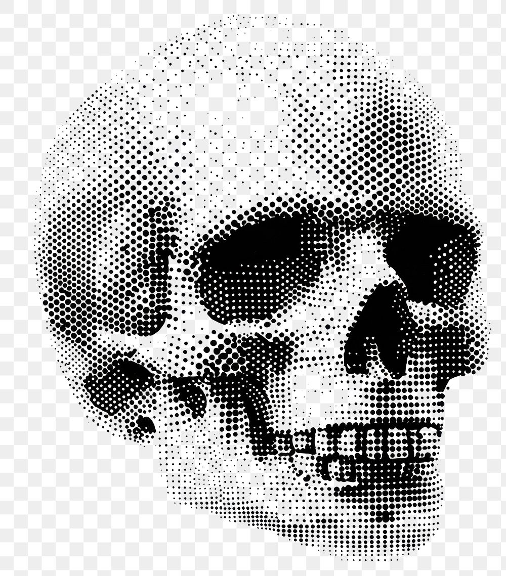 PNG Halftone pattern design skull. | Free PNG - rawpixel