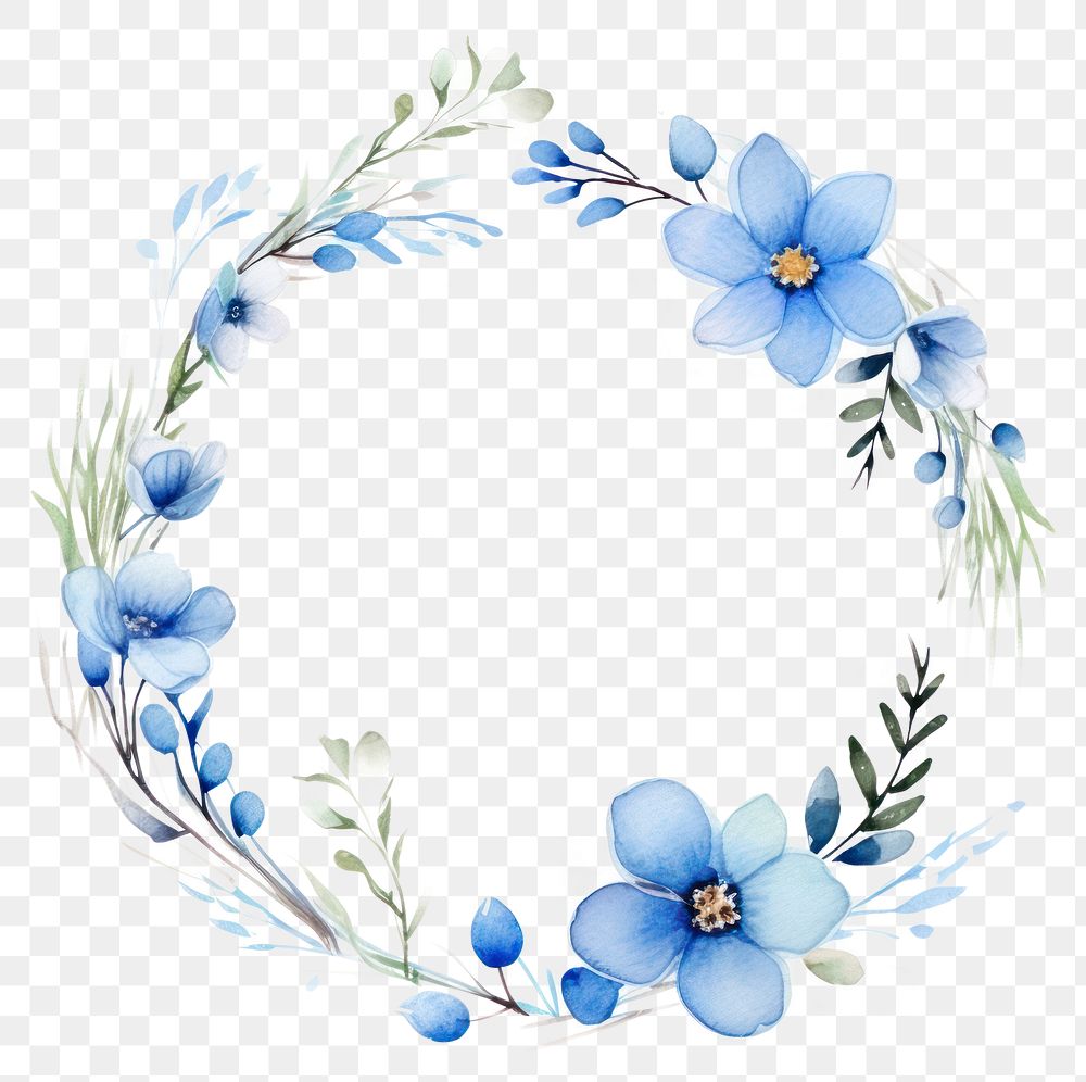 Watercolor Blue Flower Border PNG Images | Free Photos, PNG Stickers ...