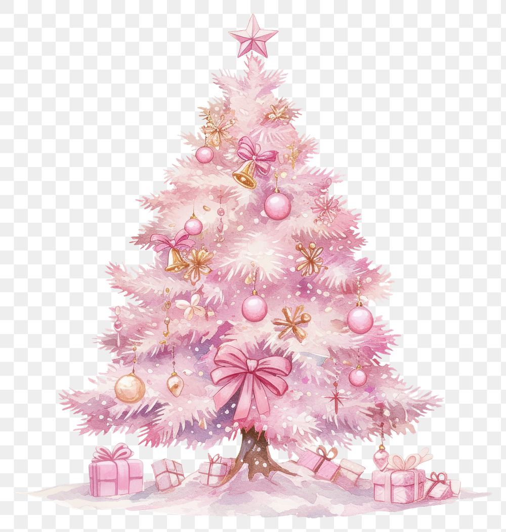 PNG Pink christmas tree illustration | Free PNG - rawpixel