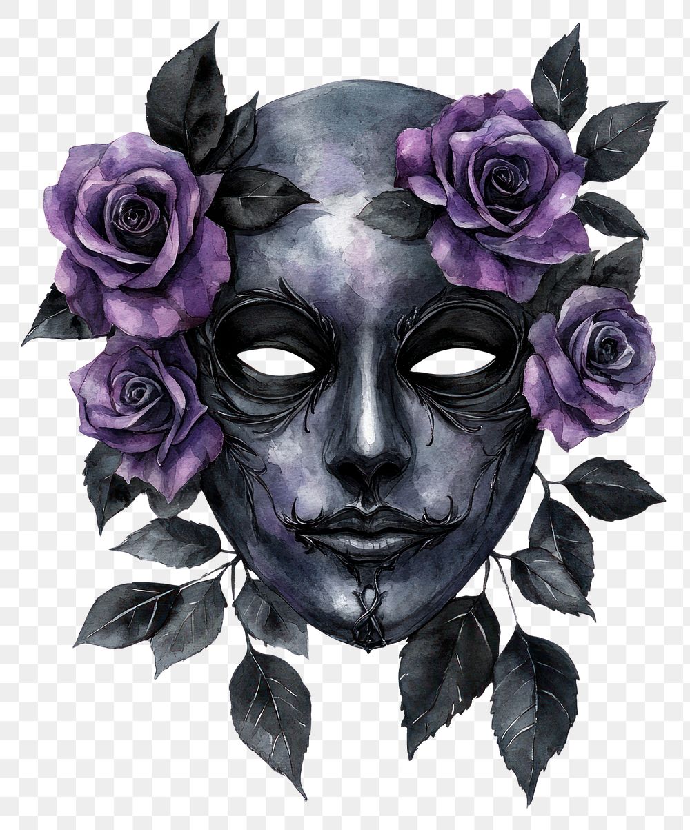 PNG Roses mask illustration watercolor. | Premium PNG - rawpixel